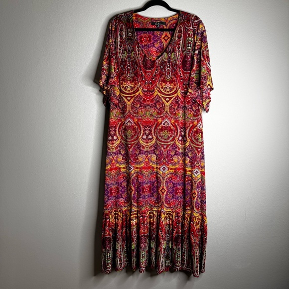 Calessa | Dresses | Calessa Vibrant Multicolor Short Sleeve Shimmer ...